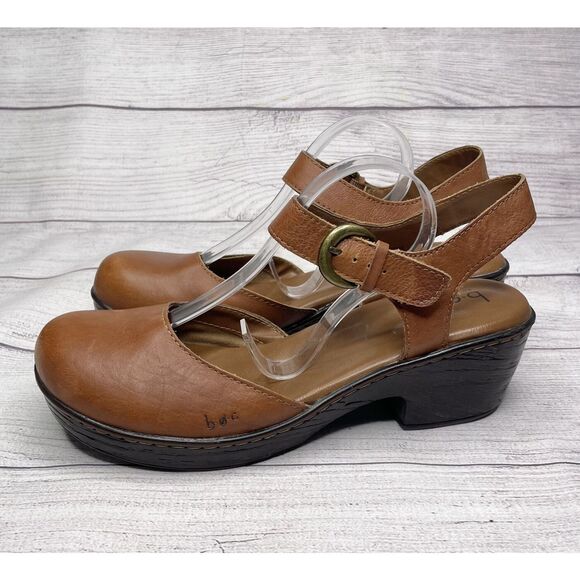 Born | Shoes | Boc Shoes Womens Mary Jane Clogs Brown Leather Casual ...